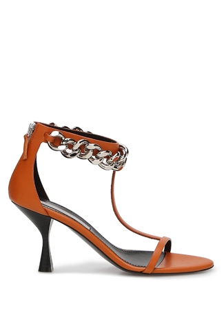 Stella McCartney Kadın Taba Zincir Detaylı Sandalet Turuncu 36 EU