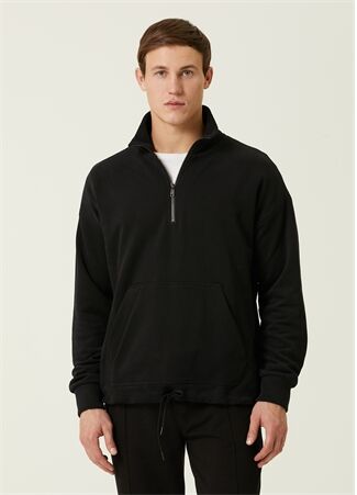 Z Zegna Erkek Siyah Yakası Fermuarlı Sweatshirt L IT