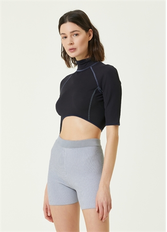 Jacquemus Kadın Tuba Lacivert Dik Yaka Crop Scuba Bluz 36 FR Jacquemus Kadın Tuba Lacivert Dik Yaka Crop Scuba Bluz 36 FR