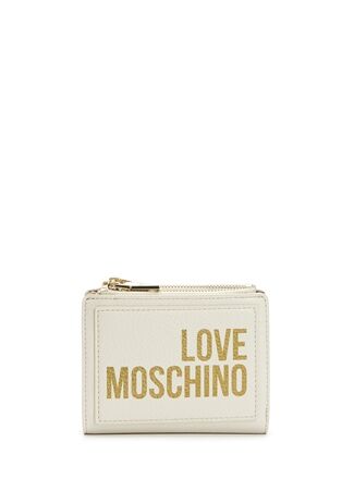 Love Moschino Kadın Beyaz Logo Baskılı Cüzdan Eu