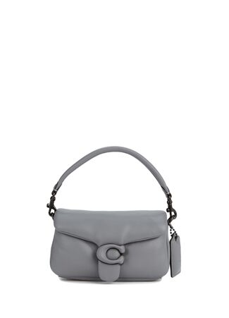 Coach Kadın Gri Logolu Deri Omuz Çantası EU