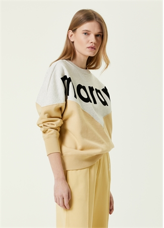Etoile Isabel Marant Kadın Houston Beyaz Sarı Logolu Sweatshirt Turuncu 36 FR Etoile Isabel Marant Kadın Houston Beyaz Sarı Logolu Sweatshirt Turuncu 36 FR