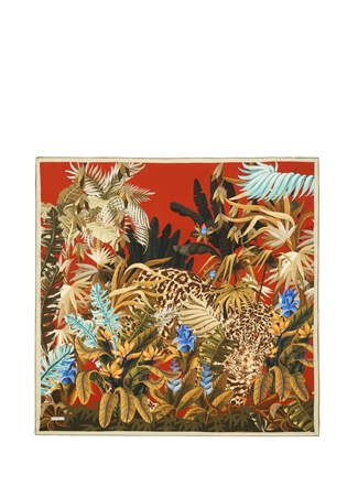 Beymen Kadın Jungle Karışık Desenli 90x90 İpek Eşarp Bordo EU