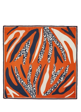Beymen Kadın Turuncu Desenli 90x90 cm İpe Twill Eşarp EU