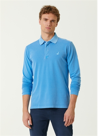 Beymen Club Erkek Comfort Fit Mavi Polo Yaka Uzun Kol T-shirt S