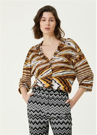 Missoni Kadın Polo Yaka Desenli Kazak Siyah 42 IT