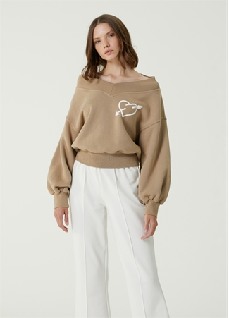 Palm Angels Kadın Bej Logo Baskılı Sweatshirt S EU Palm Angels Kadın Bej Logo Baskılı Sweatshirt S EU