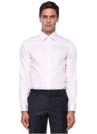 Pal Zileri Erkek Beyaz İngiliz Yaka Gömlek Pembe 39 IT