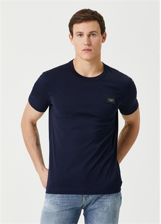 Dolce&Gabbana Erkek Lacivert Bisiklet Yaka Logolu T-shirt 44 IT Dolce&Gabbana Erkek Lacivert Bisiklet Yaka Logolu T-shirt 44 IT