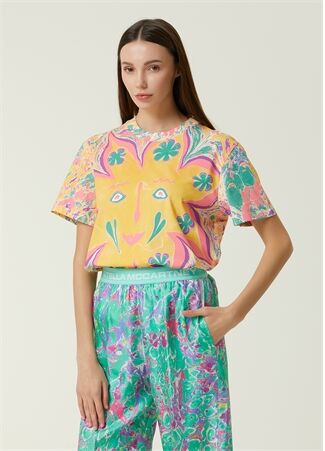 Stella McCartney Kadın Myfawnwy Sarı Bisiklet Yaka T-shirt XS EU