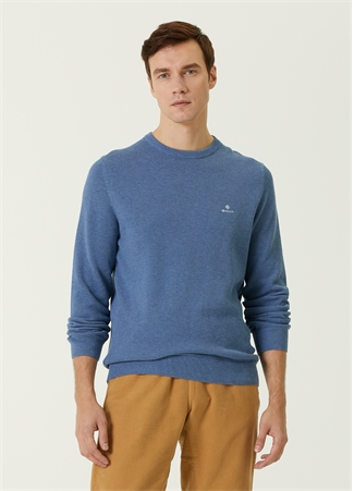Gant Erkek Mavi Logo Detaylı Kazak S EU