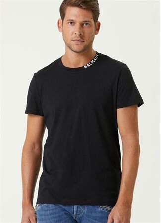 Balmain Erkek Siyah Yakası Logo Detaylı T-shirt S EU Balmain Erkek Siyah Yakası Logo Detaylı T-shirt S EU