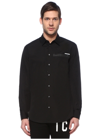 Dsquared2 Erkek Siyah Polo Yaka Logolu Cepli Gömlek 50 IT Dsquared2 Erkek Siyah Polo Yaka Logolu Cepli Gömlek 50 IT