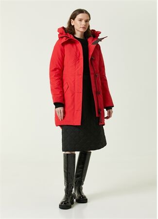 Canada Goose Kadın Rossclair Kırmızı Kapüşonlu Parka XS EU