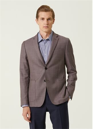 Pal Zileri Erkek Bordo Kelebek Yaka Desenli Yün Ceket 50 IT