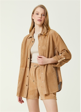 Beymen Club Kadın Bej Perforeli Süet Gömlek S Beymen Club Kadın Bej Perforeli Süet Gömlek S