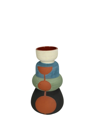 Kersten Colorblocked Desenli Kil Vazo Çok Renkli Kersten Colorblocked Desenli Kil Vazo Çok Renkli