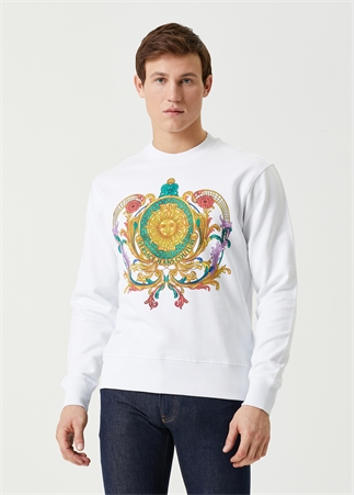 Versace Jeans Couture Erkek Beyaz Logo Detaylı Sweatshirt S EU Versace Jeans Couture Erkek Beyaz Logo Detaylı Sweatshirt S EU