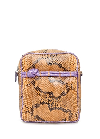 Cashhimi Kadın Colorblocked Yılan Desenli Deri Omuz Çantası EU