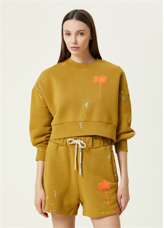 Palm Angels Kadın Hardal Bisiklet Yaka Baskılı Crop Sweatshirt Sarı Xs Eu Palm Angels Kadın Hardal Bisiklet Yaka Baskılı Crop Sweatshirt Sarı Xs Eu
