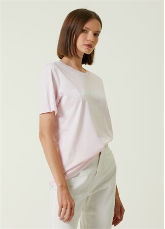 Balmain Kadın Pembe Bisiklet Yaka Logolu T-shirt S EU