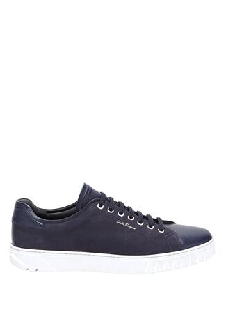 Salvatore Ferragamo Erkek Lacivert Deri Sneaker 7 UK