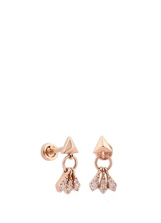 Collection-Pimiento Kadın Pırlantalı Sallantılı Altın Rengi Tek Küpe EU