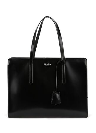 Prada Kadın Siyah Logolu Deri Omuz Çantası EU