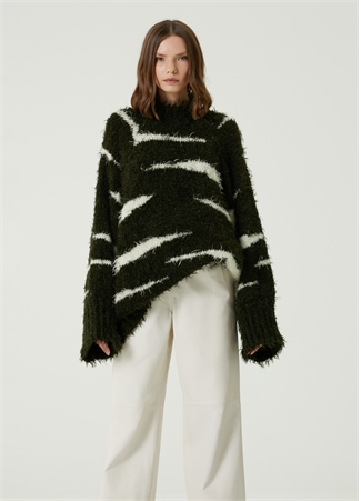 The Attico Kadın Siyah Beyaz Desenli Kazak 42 IT