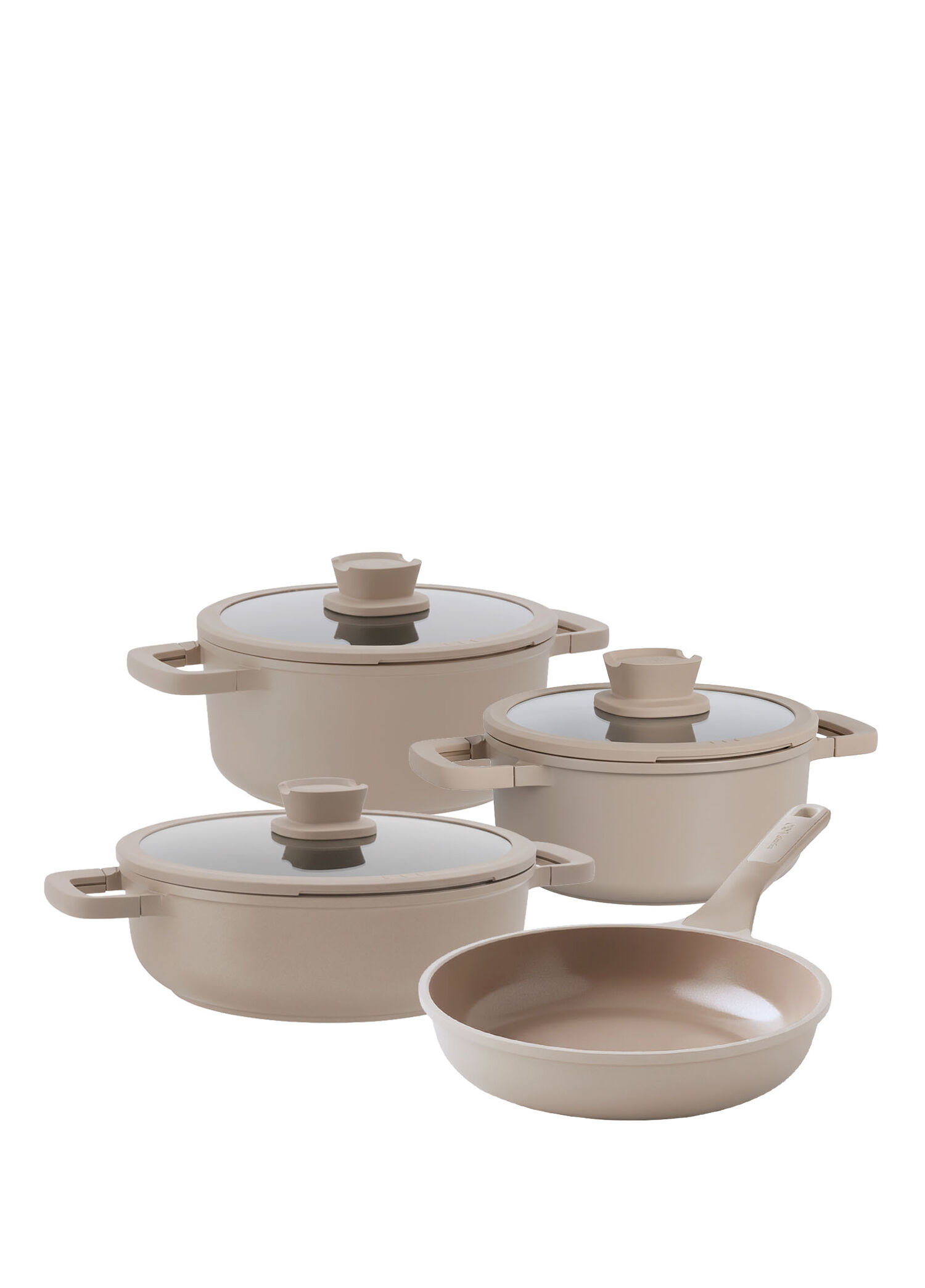 Berghoff - Leo Stone Latte Cast Iron 7 Piece Pots and Pans Set