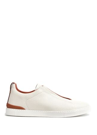 Zegna Erkek Beyaz Logolu Deri Sneaker IT