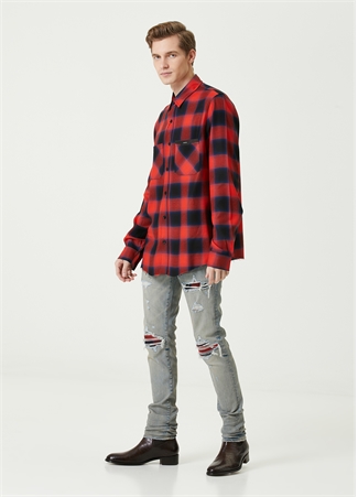 Amiri Erkek Mavi Yıpratma Detaylı Jean Pantolon 32 US