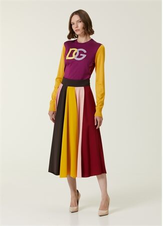 Dolce&Gabbana Kadın Yüksek Bel Renkli Midi Etek 38 IT