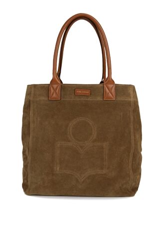 Isabel Marant Kadın Haki Logo Detaylı Deri Çanta EU