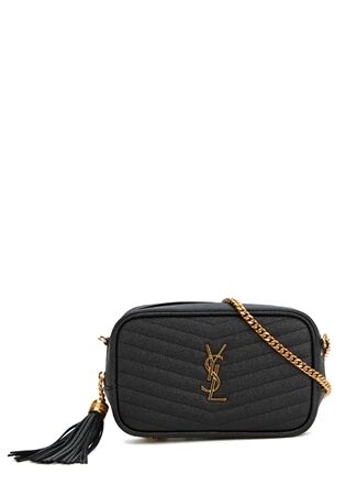 Kadın Mini Lou Siyah Deri Omuz Çantası EU