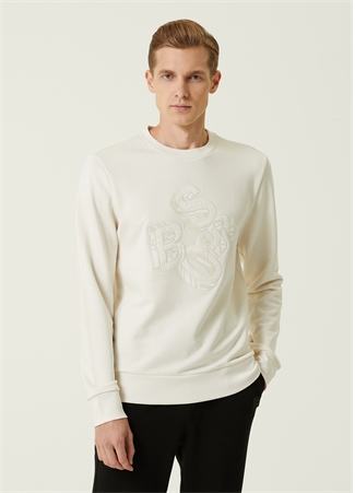 Boss Erkek Beyaz Logo Nakışlı Sweatshirt S EU Boss Erkek Beyaz Logo Nakışlı Sweatshirt S EU