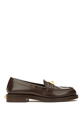 Valentino Garavani Kadın One Stud Siyah Deri Loafer Kahverengi 36 EU Valentino Garavani Kadın One Stud Siyah Deri Loafer Kahverengi 36 EU