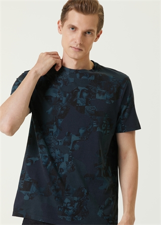 Etro Erkek Mavi Patchwork Figür Desenli T-shirt S EU Etro Erkek Mavi Patchwork Figür Desenli T-shirt S EU