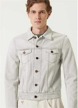 Erkek Gri Polo Yaka Denim Ceket M EU Erkek Gri Polo Yaka Denim Ceket M EU
