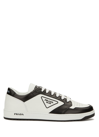 Prada Erkek Siyah Beyaz Logolu Deri Sneaker 6.5 UK Prada Erkek Siyah Beyaz Logolu Deri Sneaker 6.5 UK
