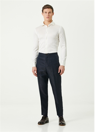 Pal Zileri Erkek Lacivert Etnik Desenli İpek Pantolon 48 IT Pal Zileri Erkek Lacivert Etnik Desenli İpek Pantolon 48 IT