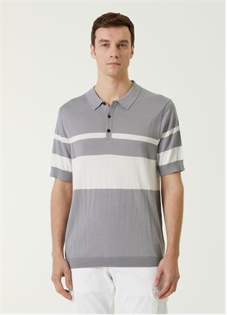 Palzileri Lab Erkek Gri Polo Yaka Şerit Desenli T-shirt 58 IT