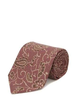 Isaia Erkek Pembe Etnik Desenli İpek Kravat EU