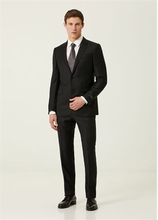 Zegna Erkek Drop 7 Siyah Yün Takım Elbise 50 IT Zegna Erkek Drop 7 Siyah Yün Takım Elbise 50 IT