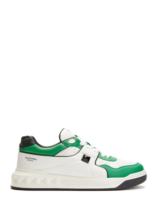 Valentino Garavani Erkek One Stud Beyaz Yeşil Deri Sneaker 4 Eu Valentino Garavani Erkek One Stud Beyaz Yeşil Deri Sneaker 4 Eu