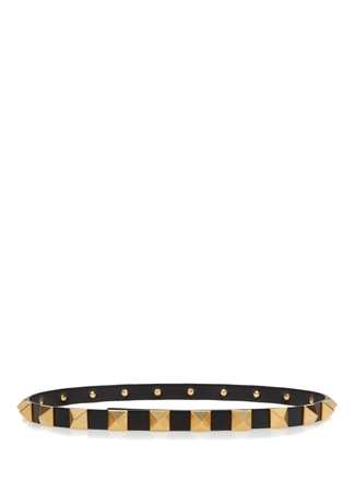 Valentino Garavani Kadın Siyah Gold Deri Kemer 80 EU