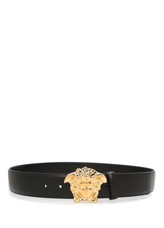 Versace Erkek Medusa Siyah Deri Kemer 95