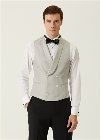 Palzileri Lab Erkek Gri Sim Dokulu Kruvaze Yelek 48 IT