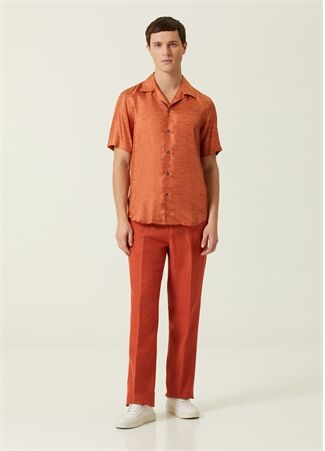 Pal Zileri Erkek Kiremit İpek Pantolon Kırmızı 48 IT