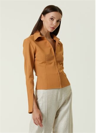 Jacquemus Kadın Camel Kol Detaylı Gömlek Bej 36 FR